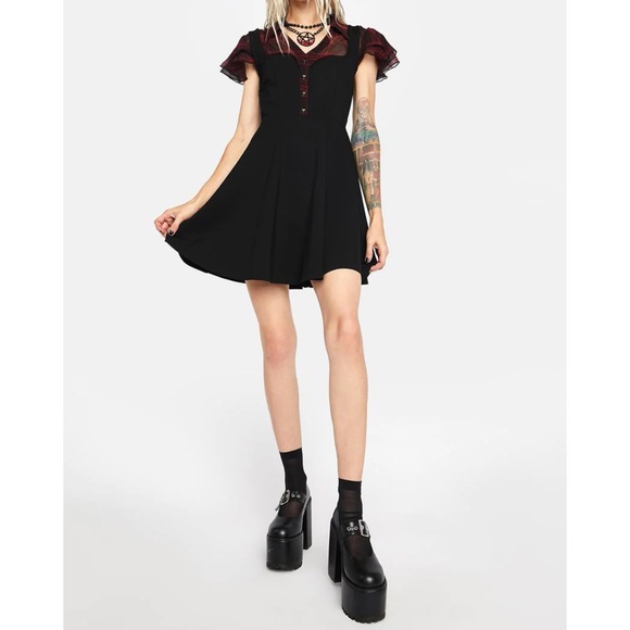 Punk Rave | Dresses | Punk Rave Dolls Kill Plaid Fit N Flare Dress ...